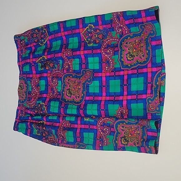 Anne Crimmins | Skirts | Vintage Colorful 0 Silk Vibrant Paisley Pencil ...